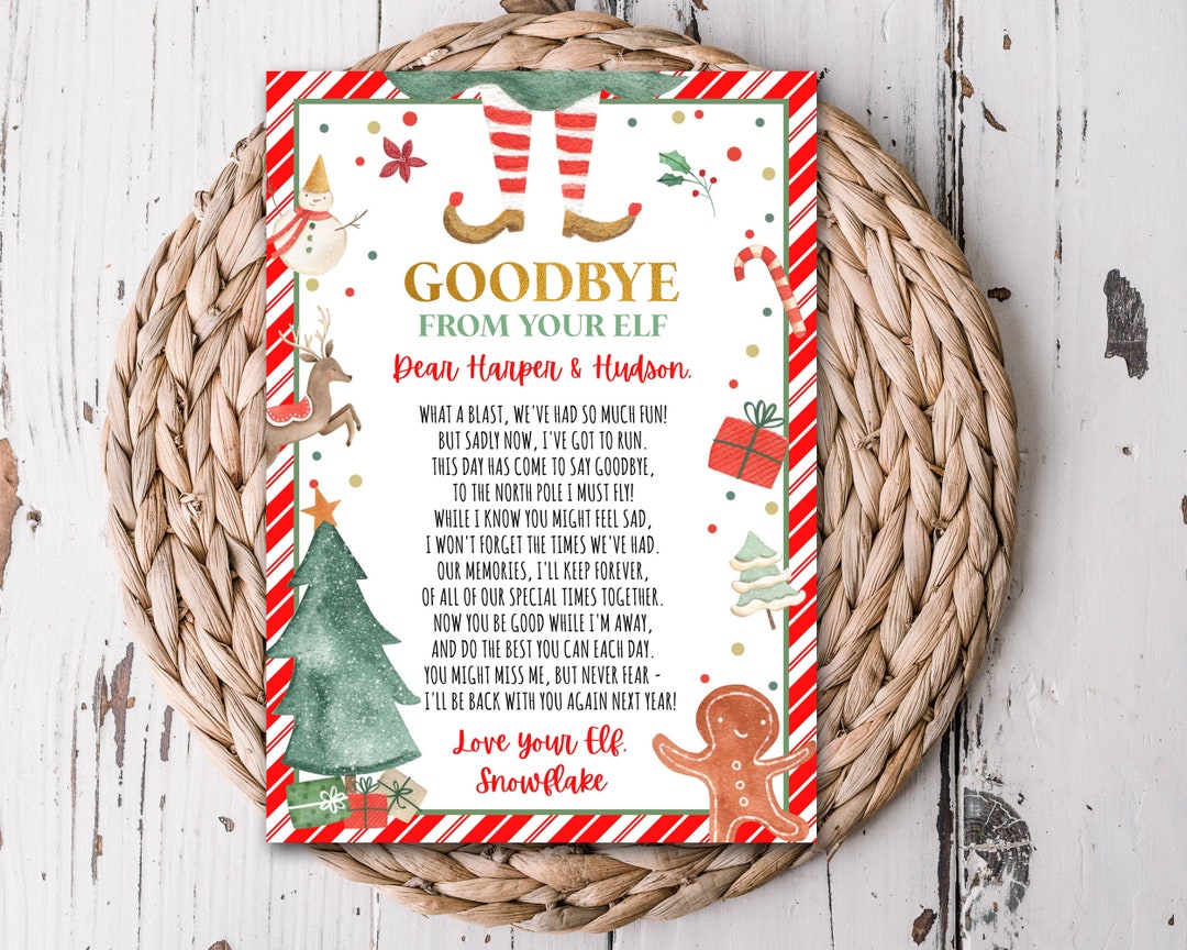 Editable Elf Goodbye Letter Departure Letter Christmas Elf on - Etsy UK