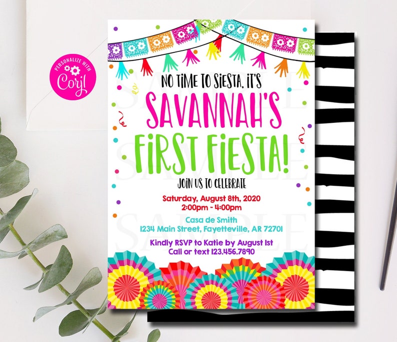 Editable First Fiesta Birthday Invitation 1st Fiesta 1st - Etsy