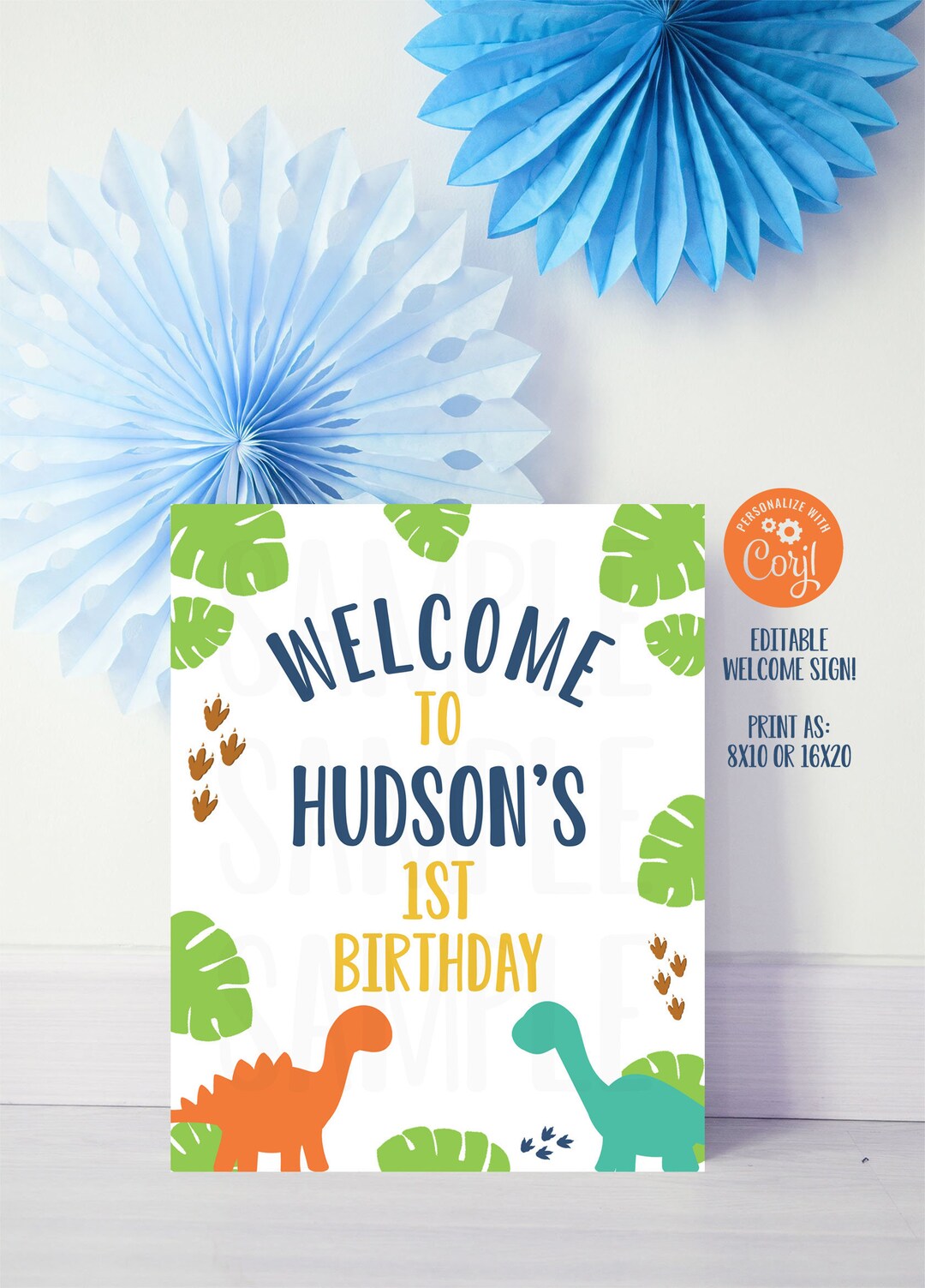 Editable Dinosaur Welcome Sign, Dinosaur Party Sign, Welcome Sign ...