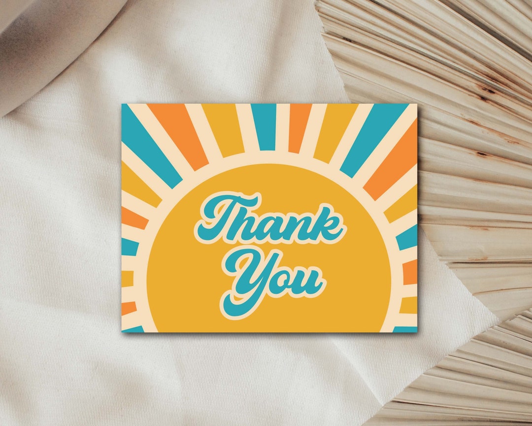 Editable Retro Sunshine Thank You Note Here Comes the Son Baby Shower ...