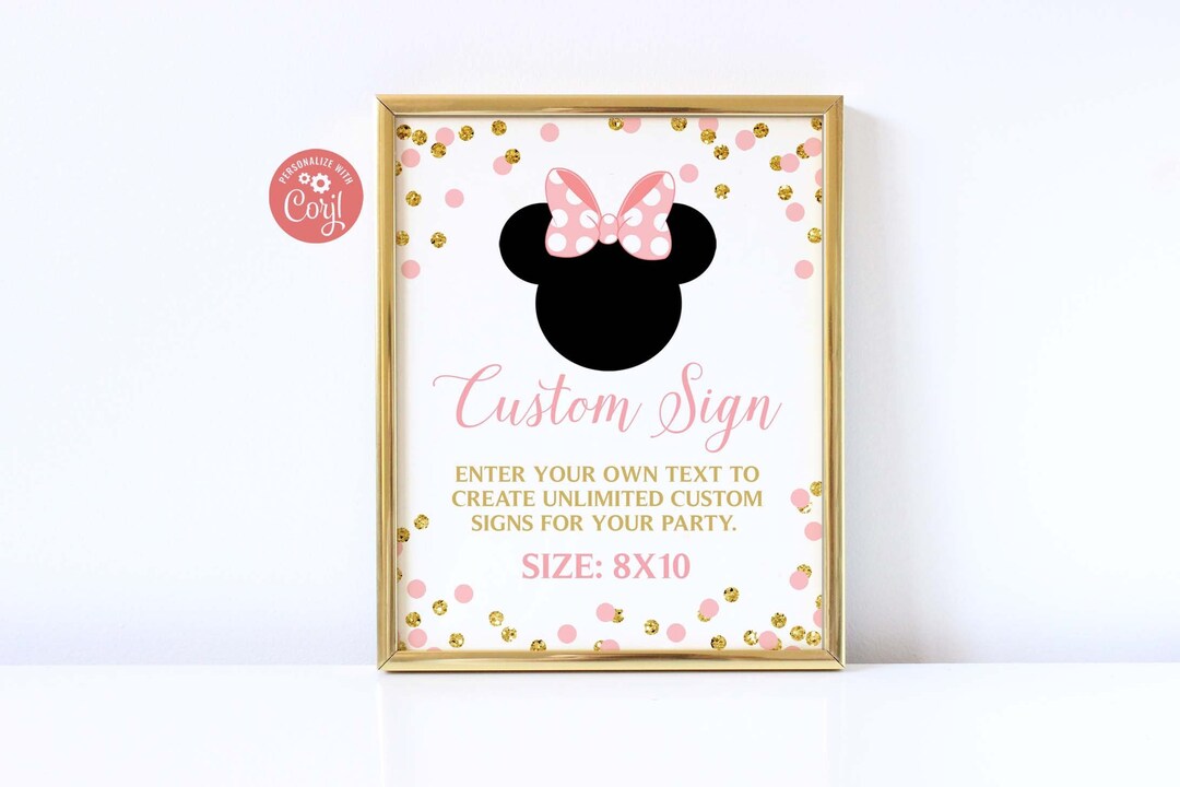 Editable Minnie Mouse Custom Sign Minnie Mouse Party Signs Custom Sign ...