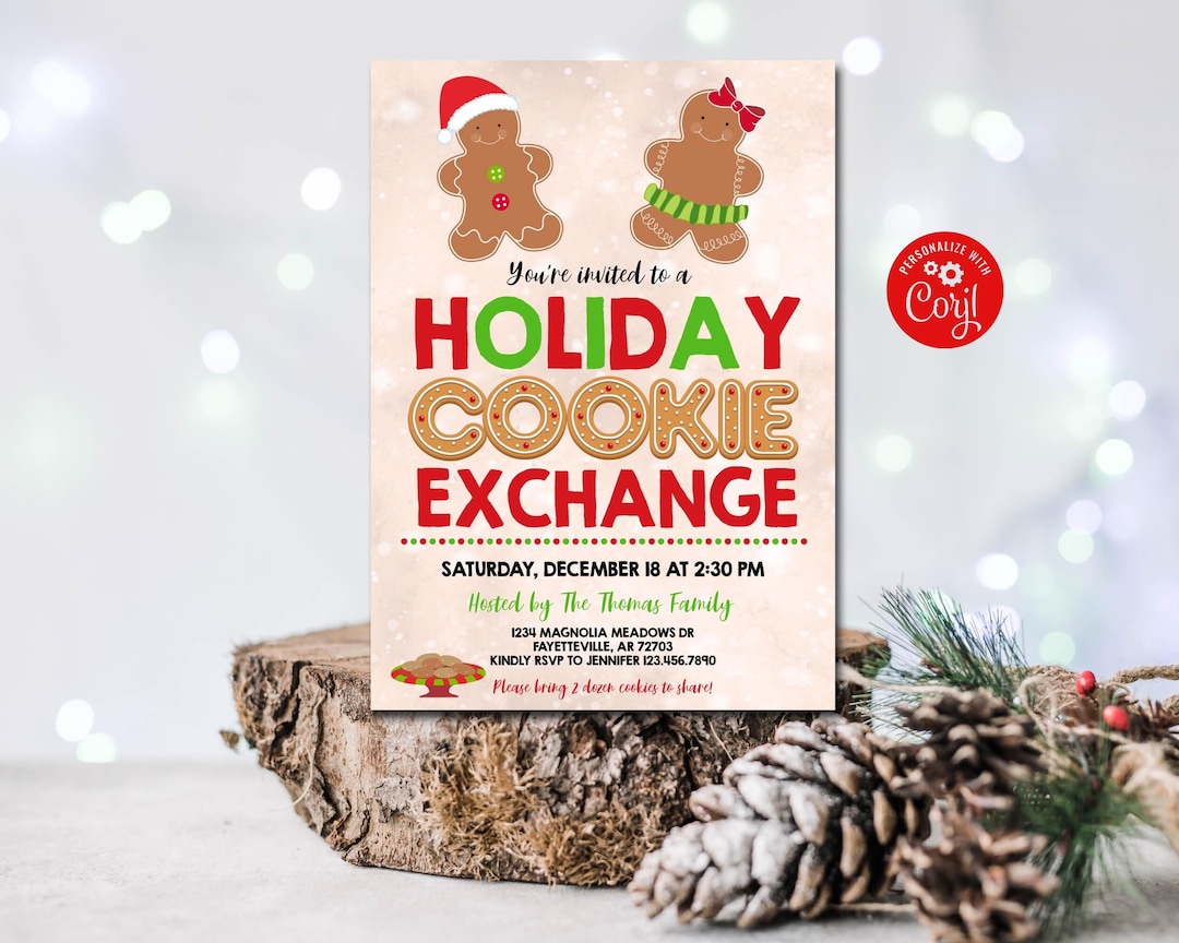 Editable Holiday Cookie Exchange Invitation Christmas Cookie Exchange ...