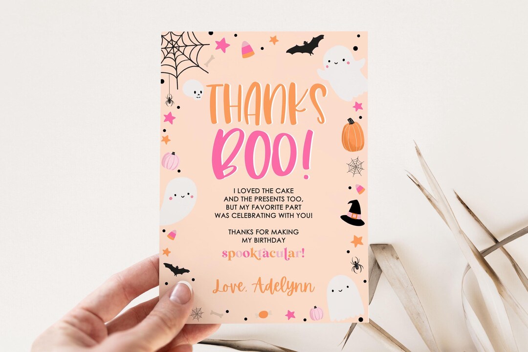 Editable Spooky Halloween Thank You Note Halloween Birthday Thank You ...