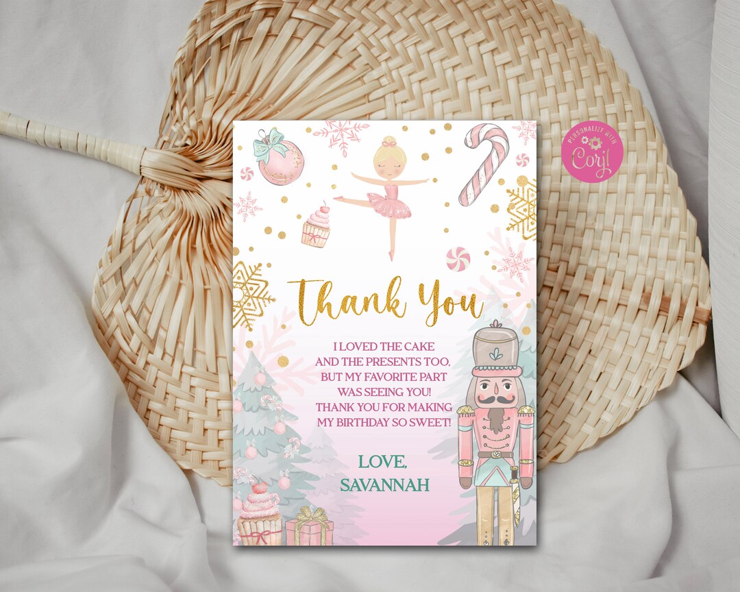 Editable Nutcracker Thank You Note Nutcracker Birthday Thank You Card ...