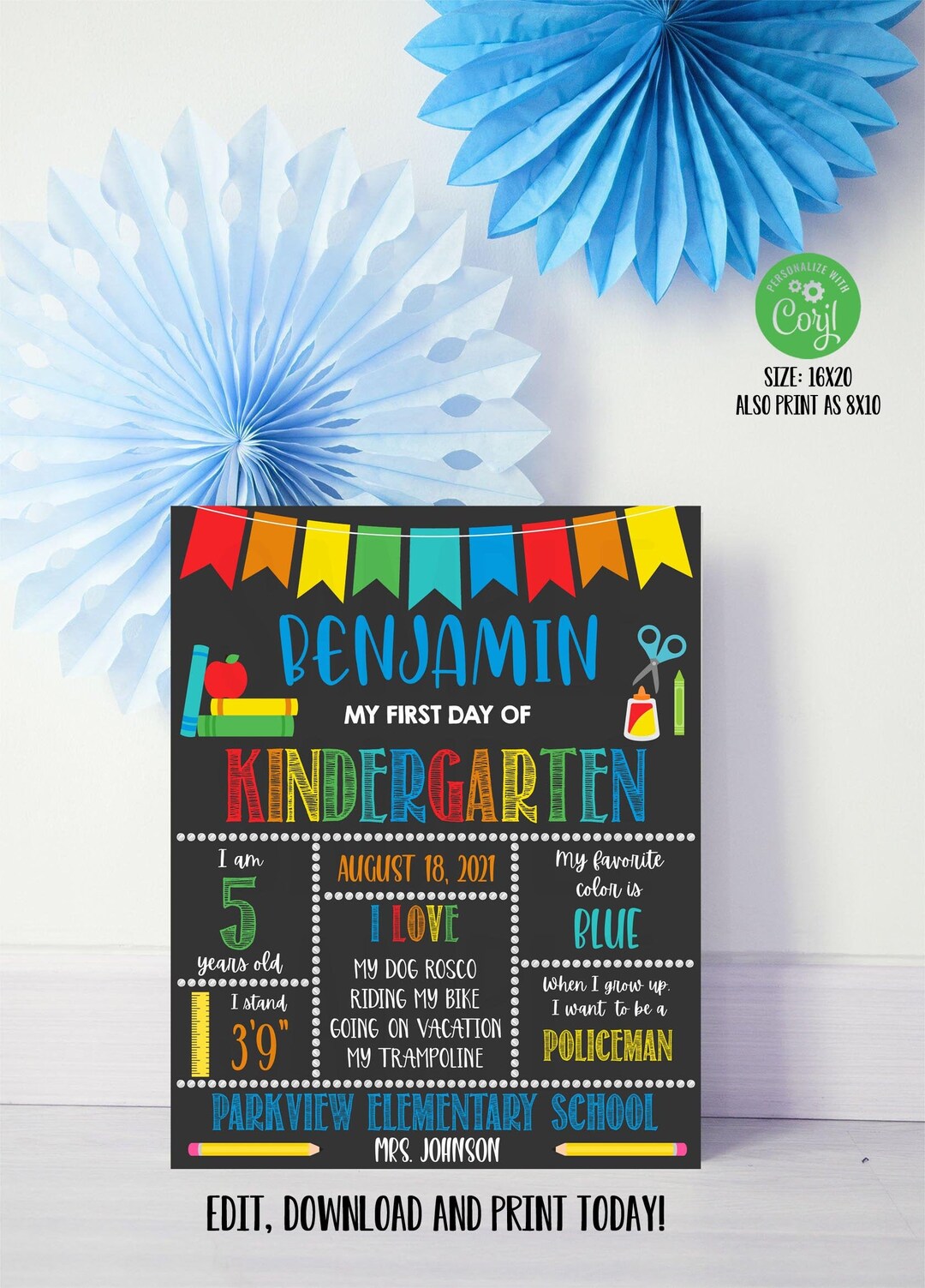 Editable Back to School Sign First Day of School Sign Back to School ...