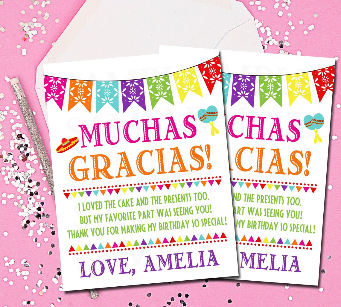 Fiesta Thank You Notes First Fiesta Muchas Gracias Fiesta - Etsy