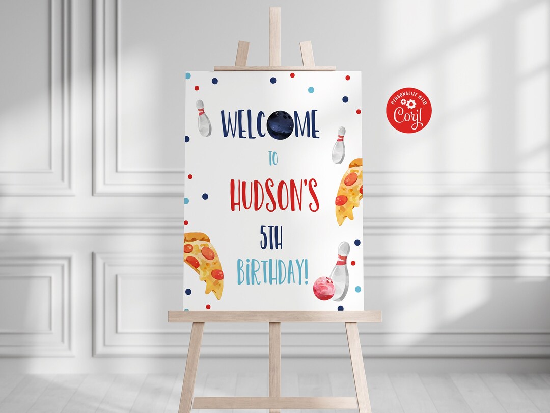 Editable Bowling Welcome Sign Bowling Birthday Welcome Sign Bowling ...