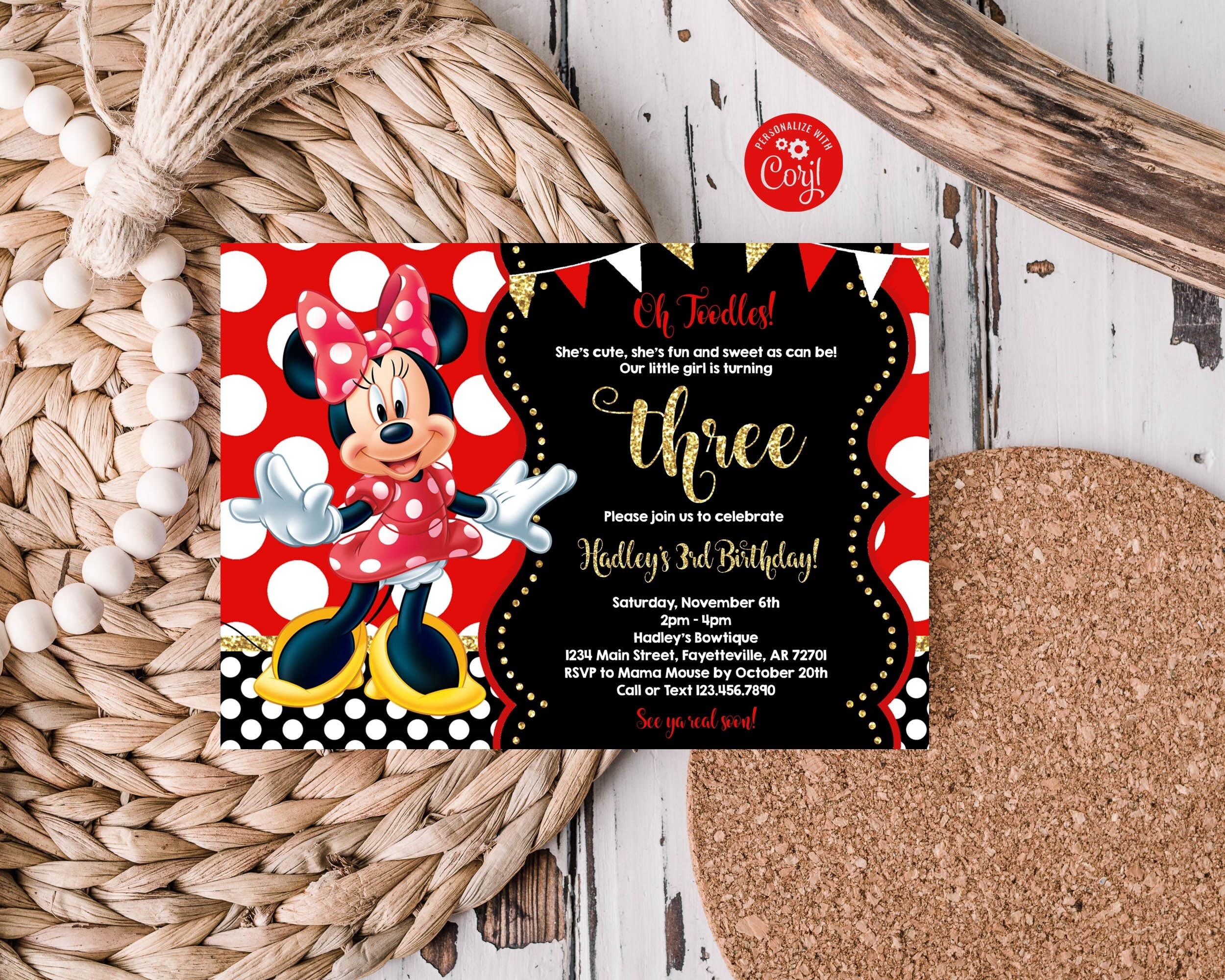 Red Minnie Mouse Invitations