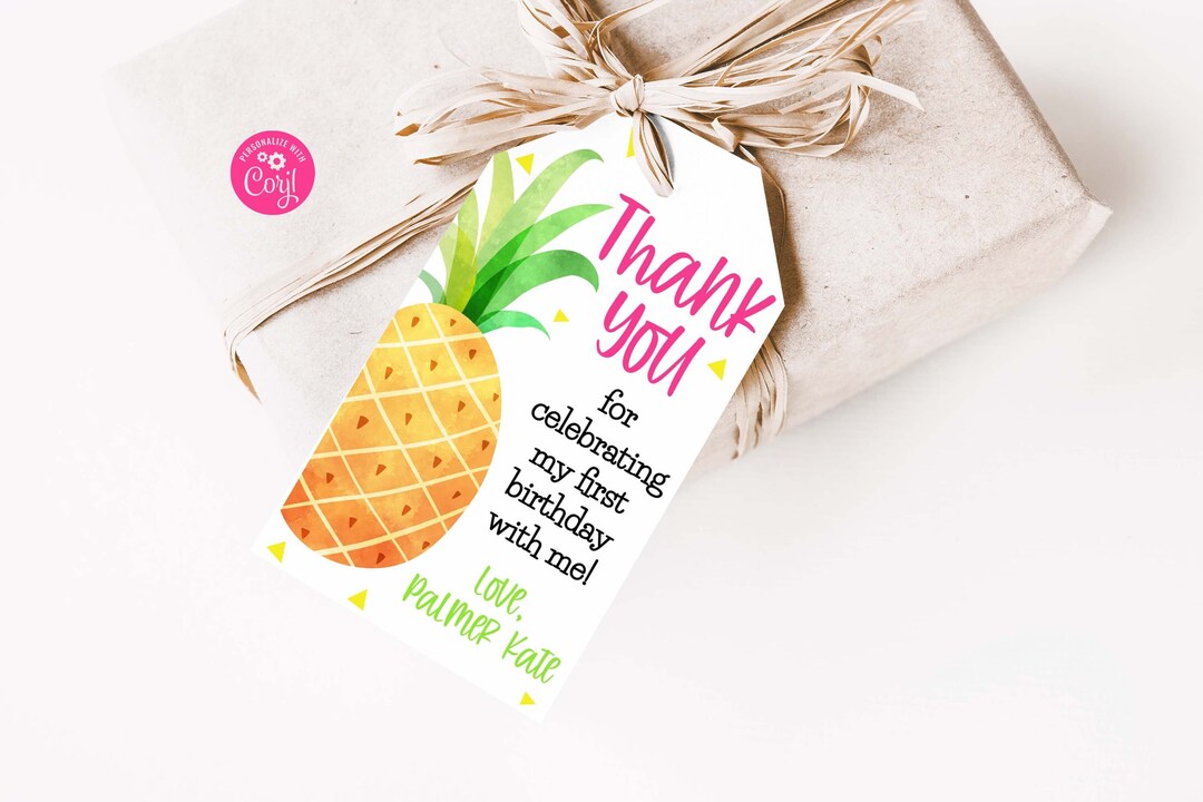 Editable Pineapple Favor Tags Sweet One Party Tags Favor Tags Gift Tags ...