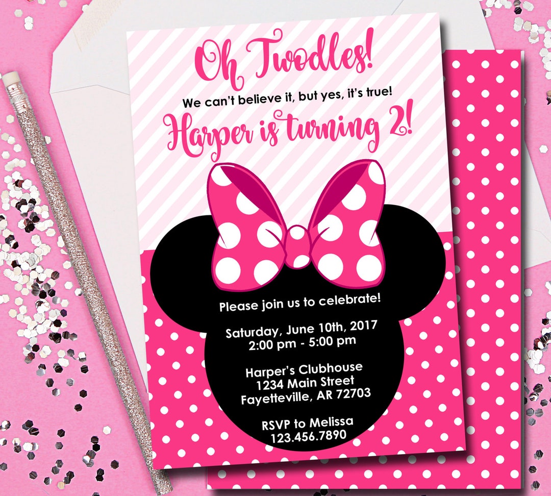 Minnie Mouse Birthday Invitation, Minnie Mouse, Birthday, Invitation, Oh Twodles, Birthday ...