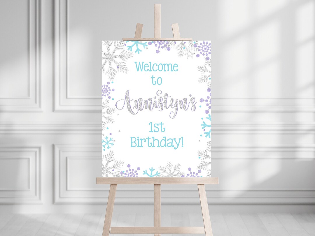 Editable Winter Birthday Welcome Sign Winter Onederland Snowflakes ...