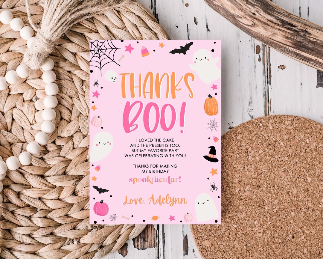Editable Spooky Halloween Thank You Note Halloween Birthday Thank You ...
