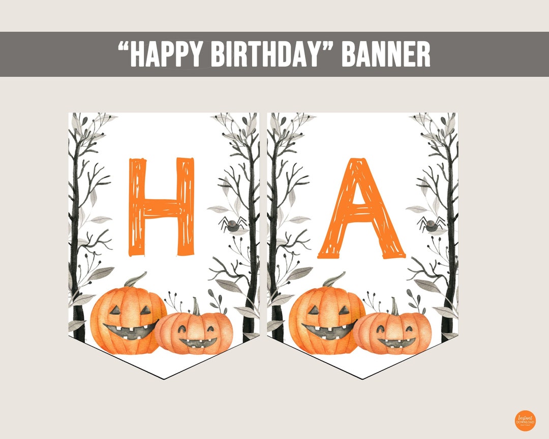 Halloween Birthday Banner Printable Birthday Banner Halloween Birthday ...