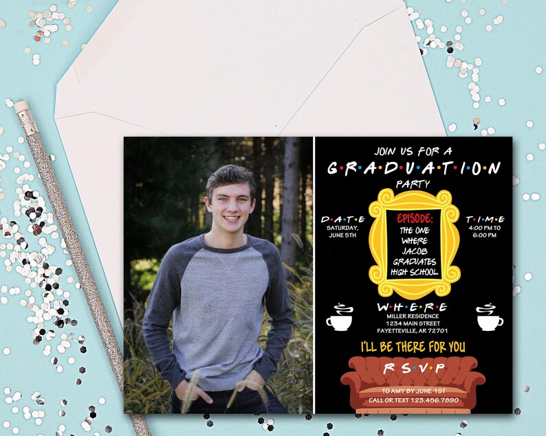 Friends Graduation Party Invitation Friends Theme Graduation | Etsy