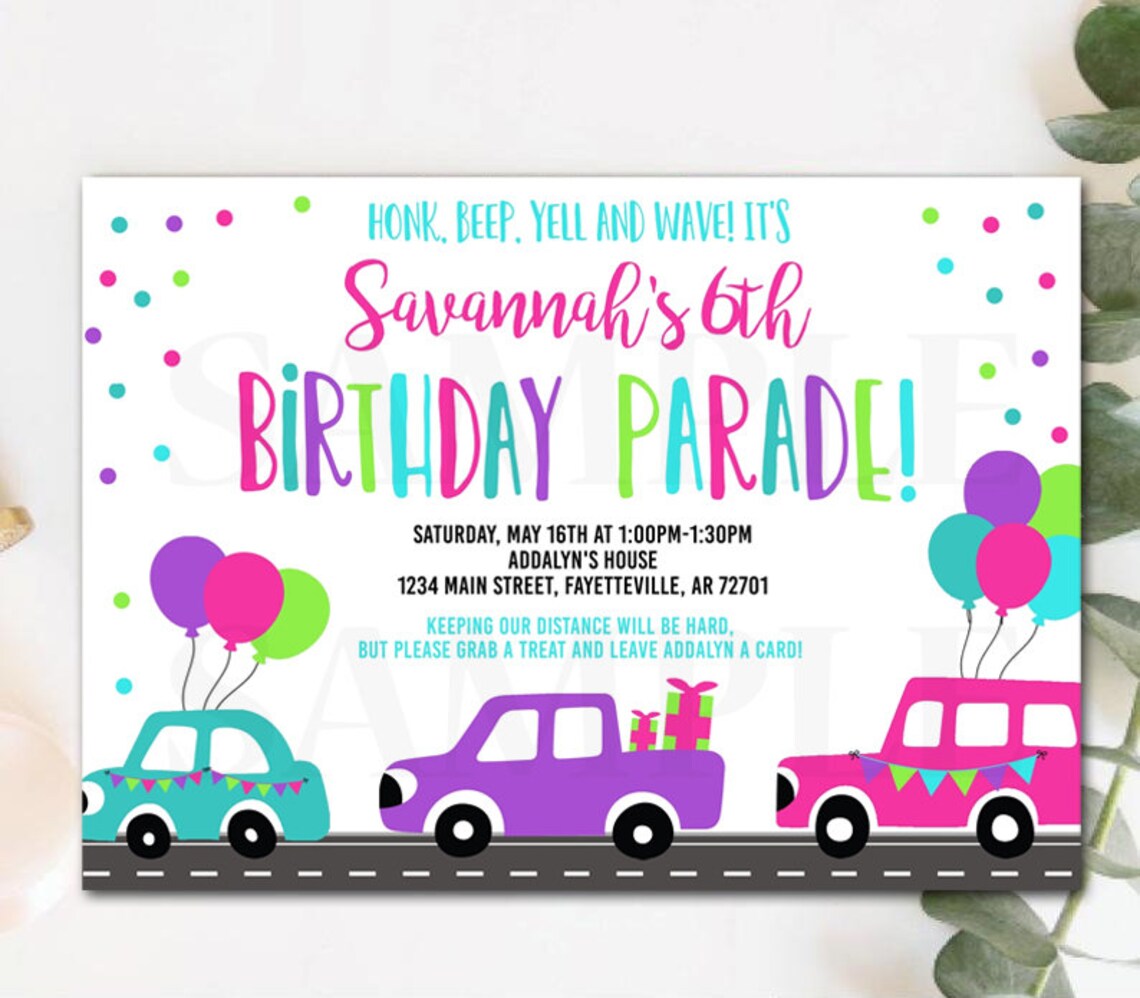 Editable Drive by Birthday Parade Invitation Drive Thru | Etsy