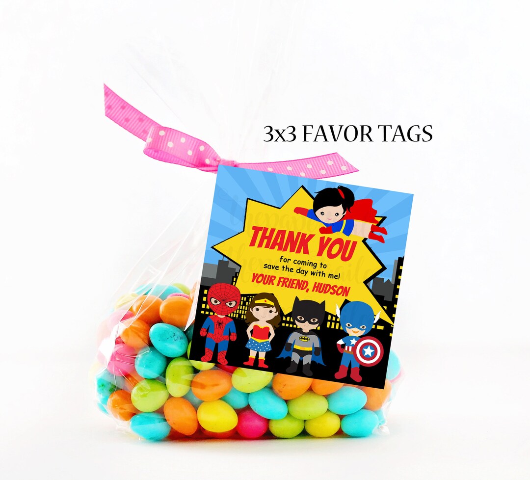 Superhero Favor Tags, Superheroes, Superhero Party Tags, Favor Tags ...