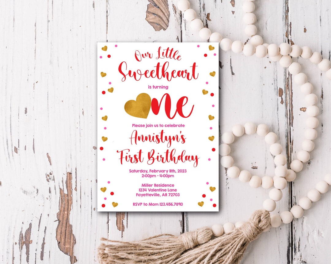 Editable Valentine Birthday Invitation Little Sweetheart Birthday ...