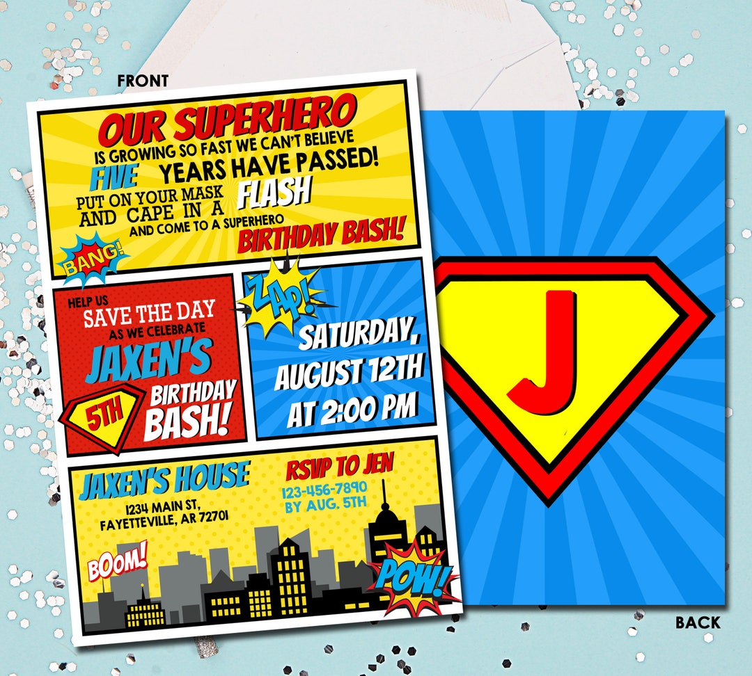 Superhero Invitation, Superhero Birthday Invitation, Boy Birthday ...