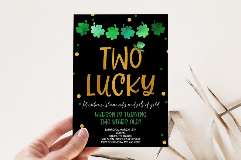Editable Two Lucky Birthday Invitation St Patricks Day 2nd - Etsy