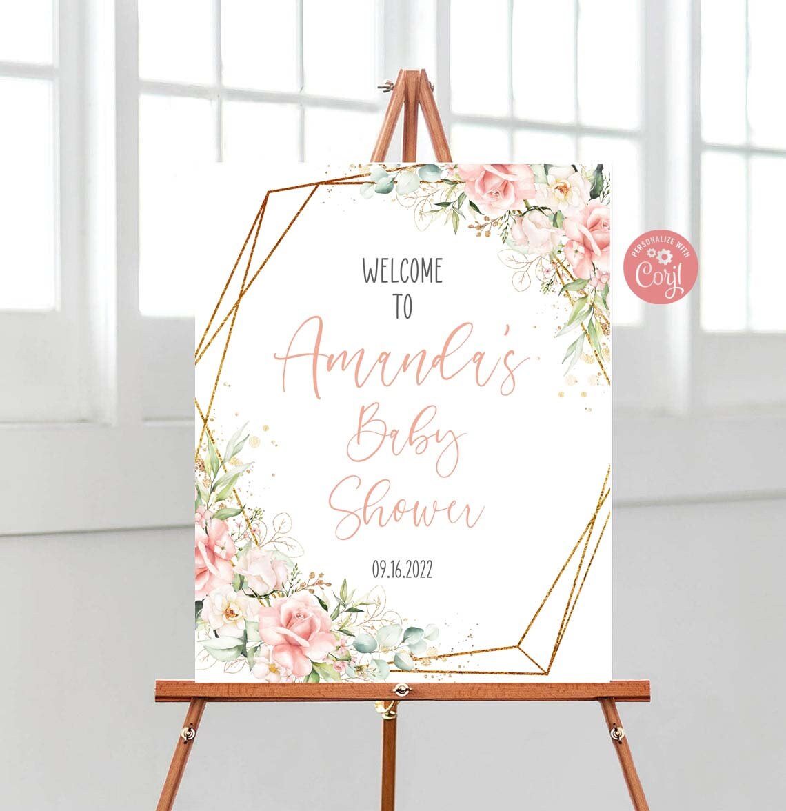 Editable Floral Welcome Sign Blush Pink Gold Floral Welcome - Etsy