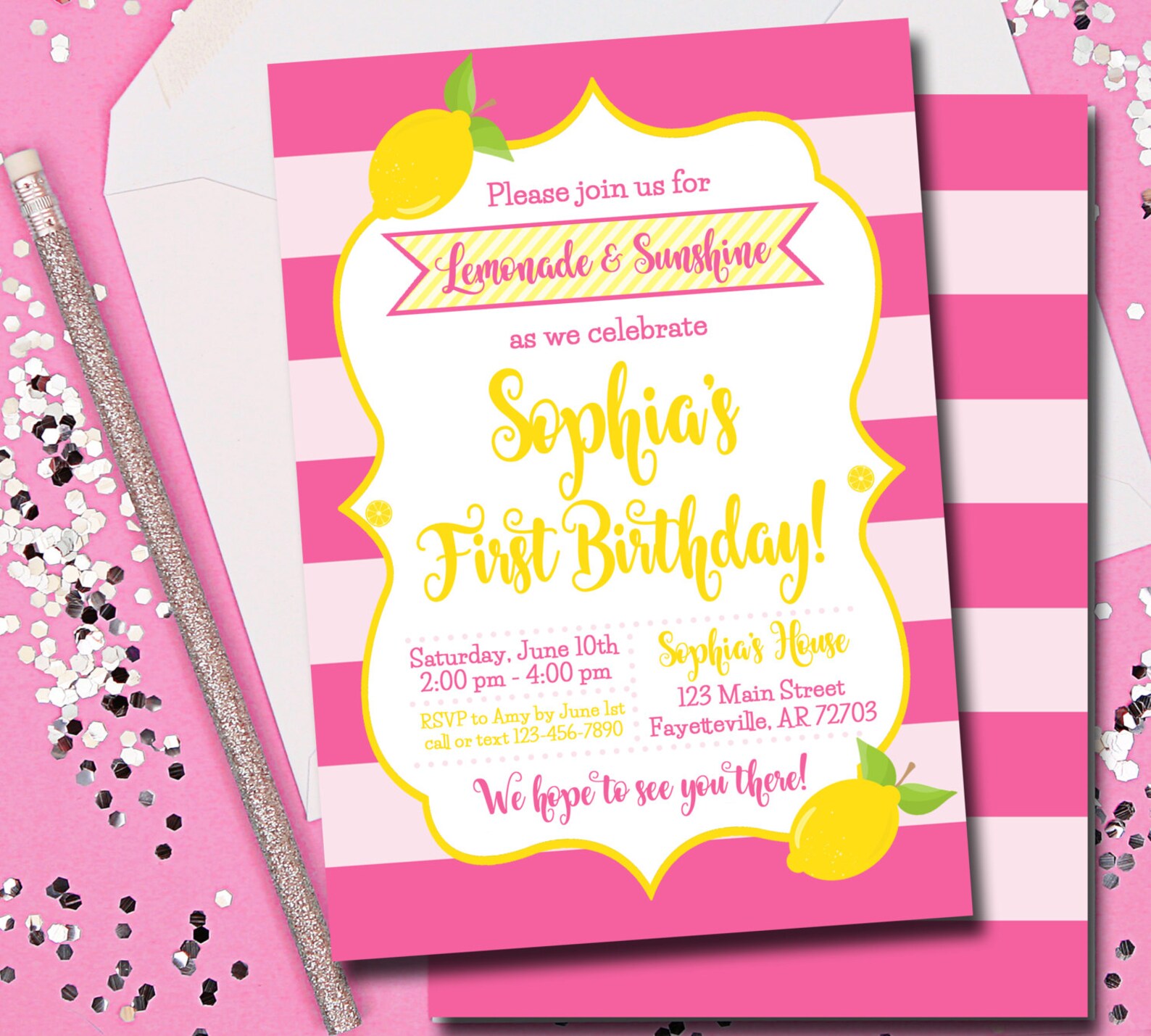 Lemonade Invitation Lemonade Birthday Invitation Lemonade - Etsy