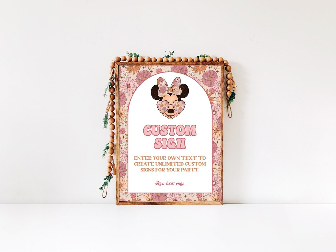 Editable Groovy Minnie Mouse Custom Sign Minnie Mouse Party Signs ...