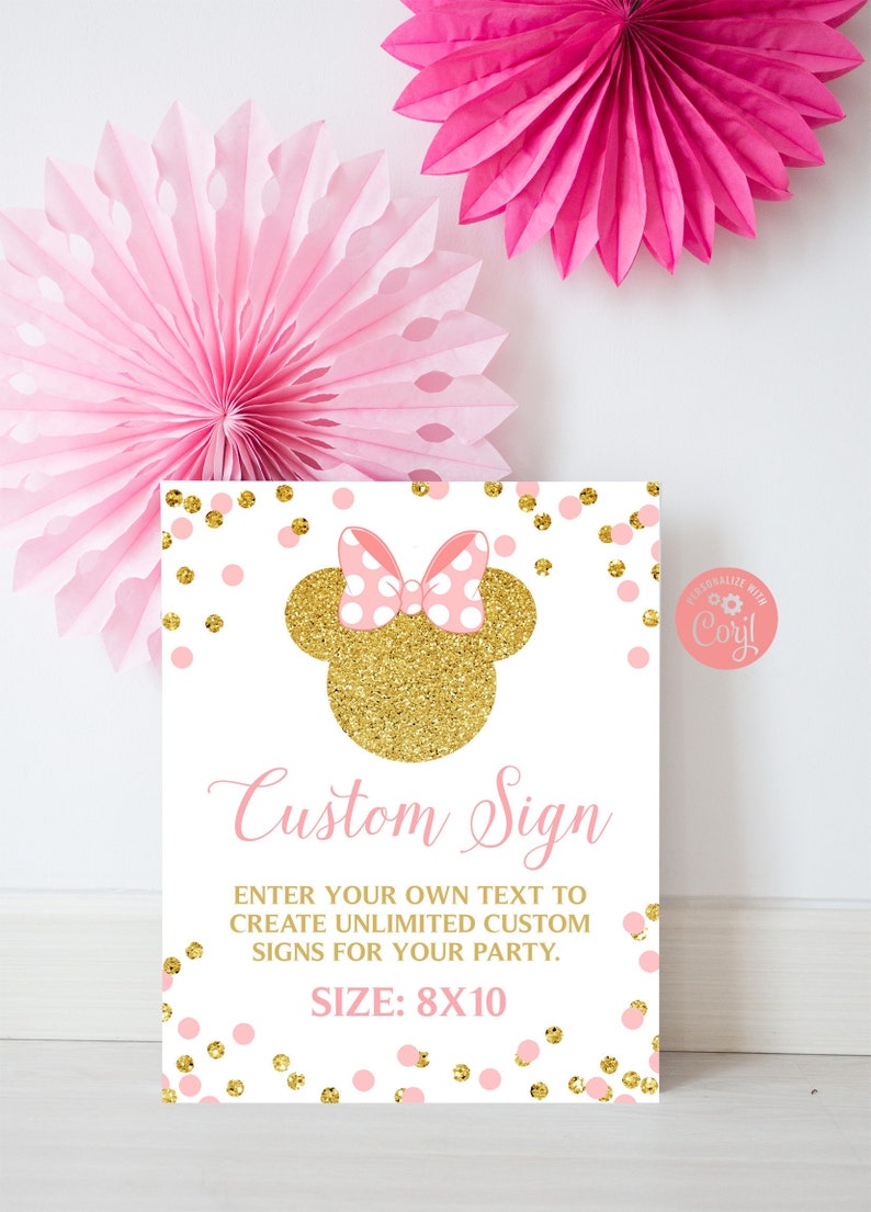 Editable Minnie Mouse Custom Sign Minnie Mouse Party Signs | Etsy