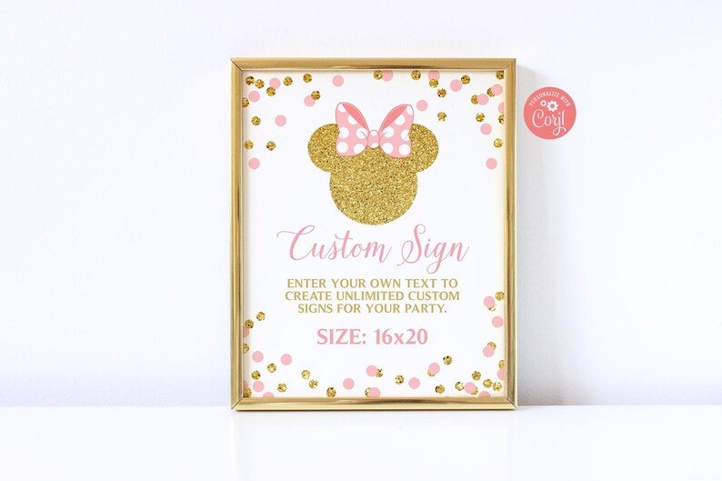 Editable Minnie Mouse Custom Sign Minnie Party Signs Custom - Etsy