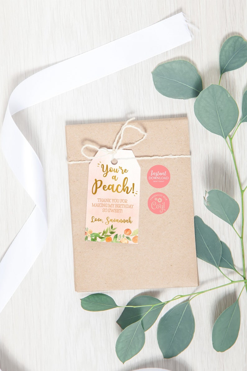 Editable Peach Favor Tags You're a Peach Party Tags Favor - Etsy