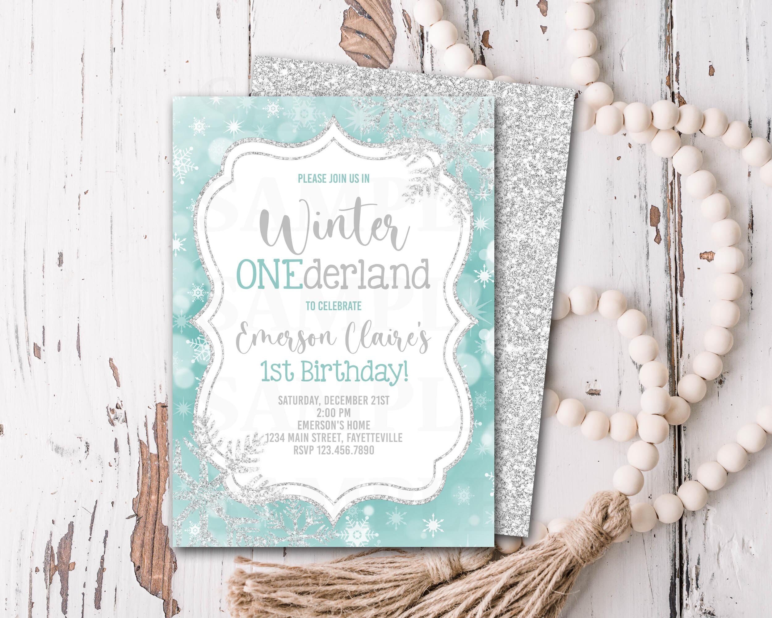 Winter Wonderland 1st Birthday Invitations