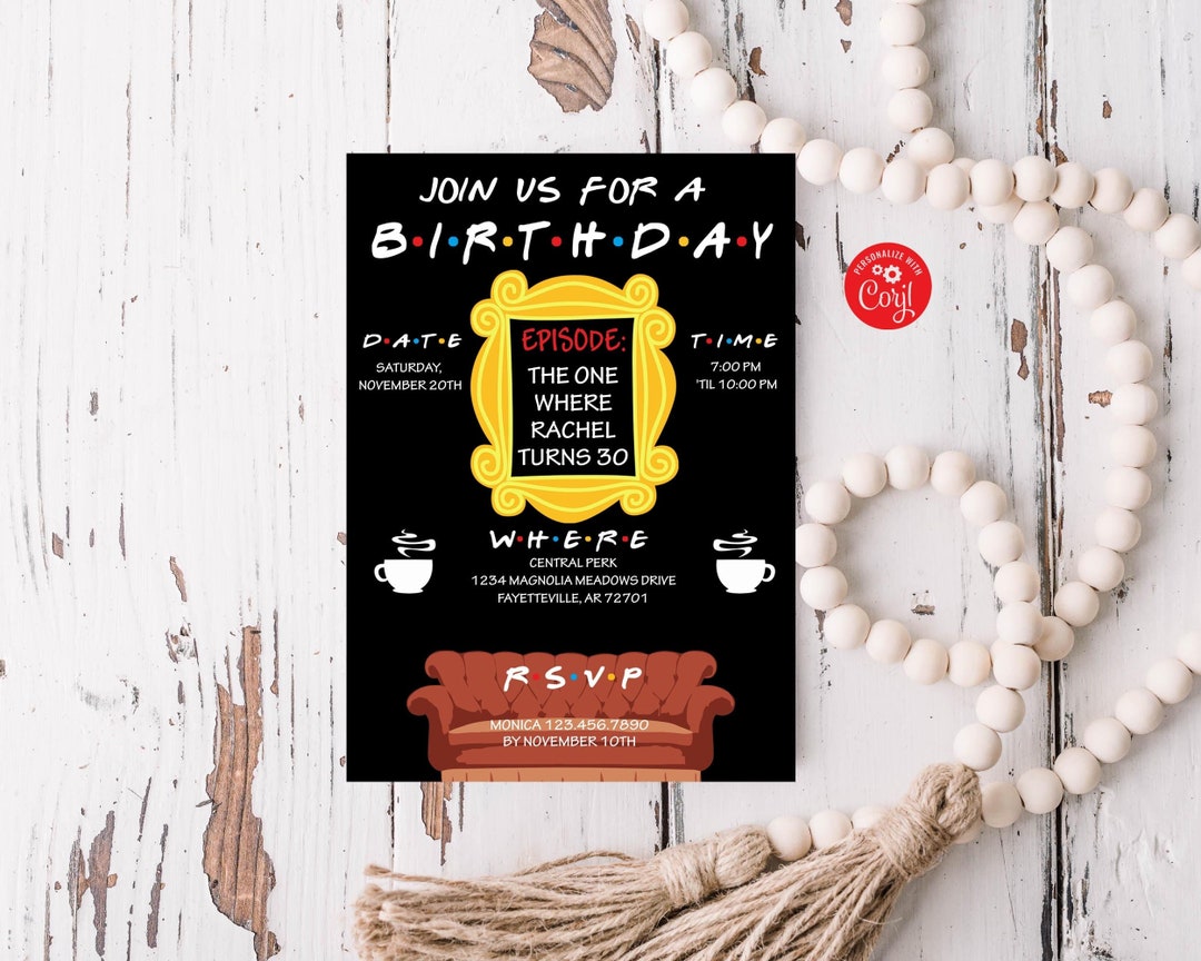 Editable Friends Birthday Invitation the One Where Friends Birthday ...