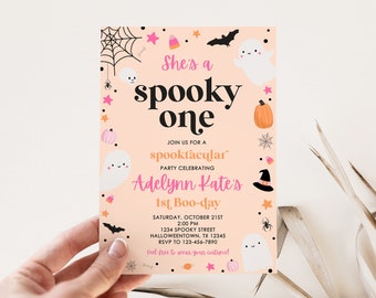 Editable Spooky One Birthday Invitation Halloween 1st - Etsy