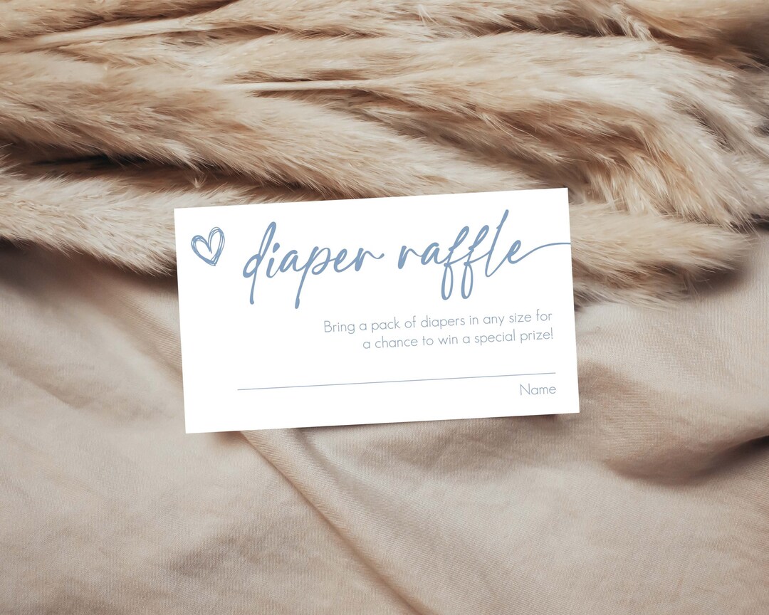 Diaper Raffle Ticket Insert Card Minimalist Baby Shower Insert Card ...
