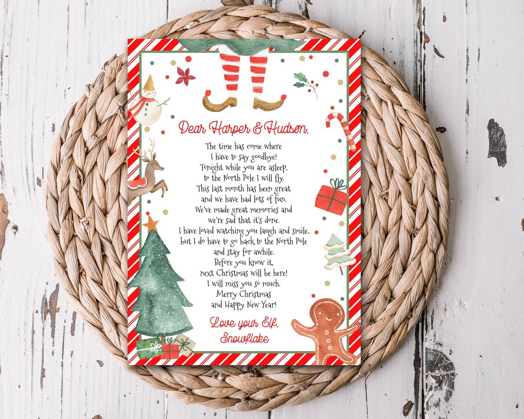 Editable Elf Goodbye Letter Departure Letter Christmas Elf Goodbye From ...