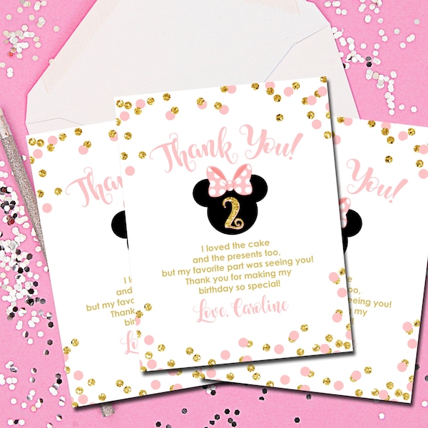 Minnie Mouse Thank You Notes Printable - Etsy