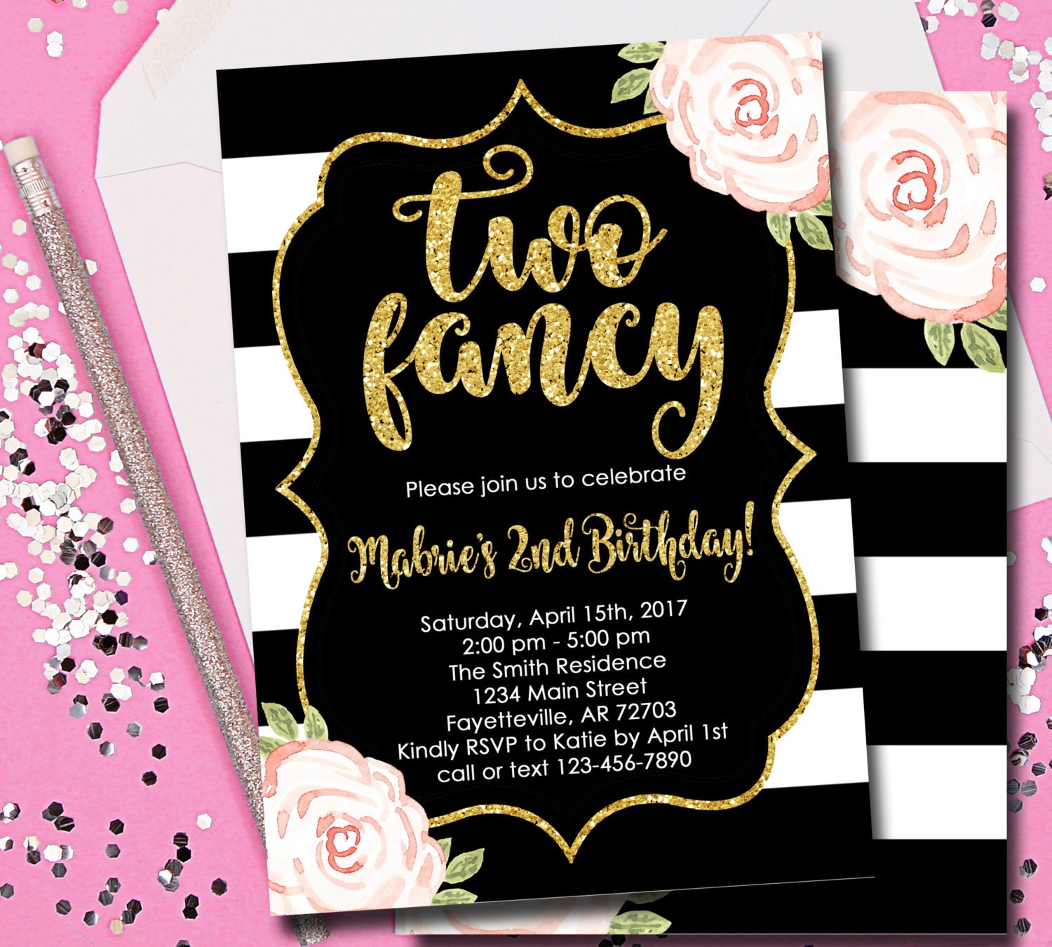 Two Fancy Invitation 2nd Birthday Invitation Two Fancy | Etsy