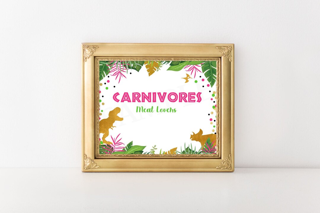 Carnivores Dinosaur Sign, Food Table Sign, Dinosaur Party Sign, 8x10 ...