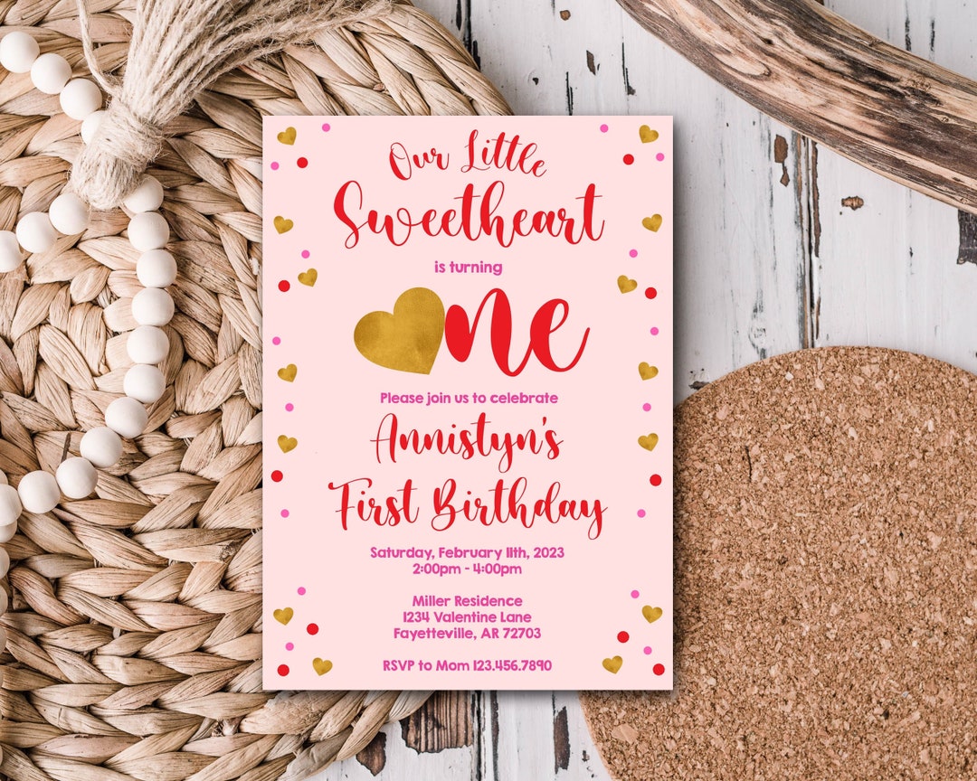 Editable Valentine Birthday Invitation Little Sweetheart Birthday ...