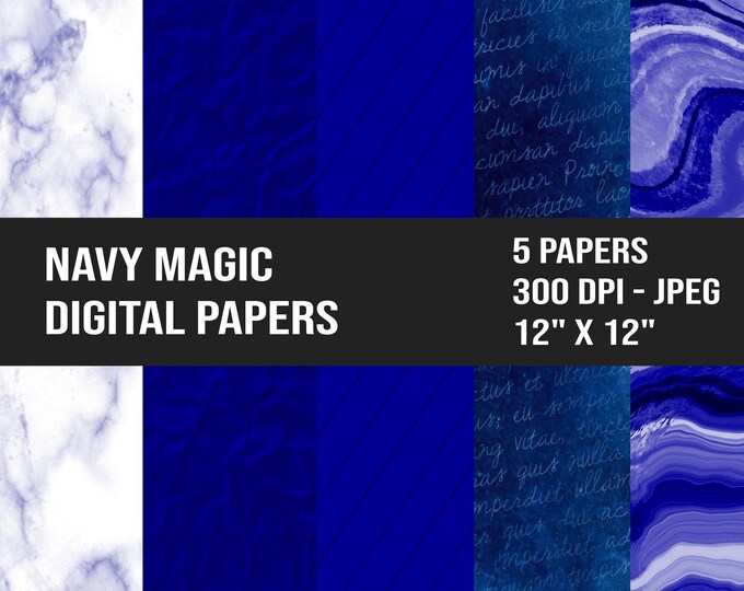 Ocean Blue Textured Background, Nautical Navy-blue Digital Paper, Solid ...