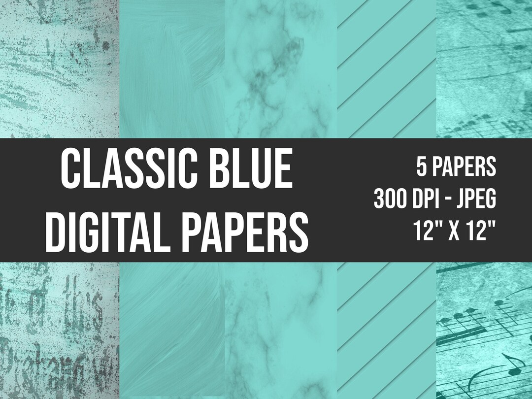 Classic Blue Textures Digital Paper Pack,scrapbook Paper,instant ...
