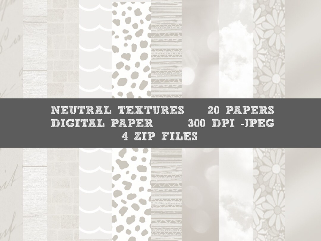 20 Neutral Textures Digital Paper Pack,scrapbook Paper,instant Download ...