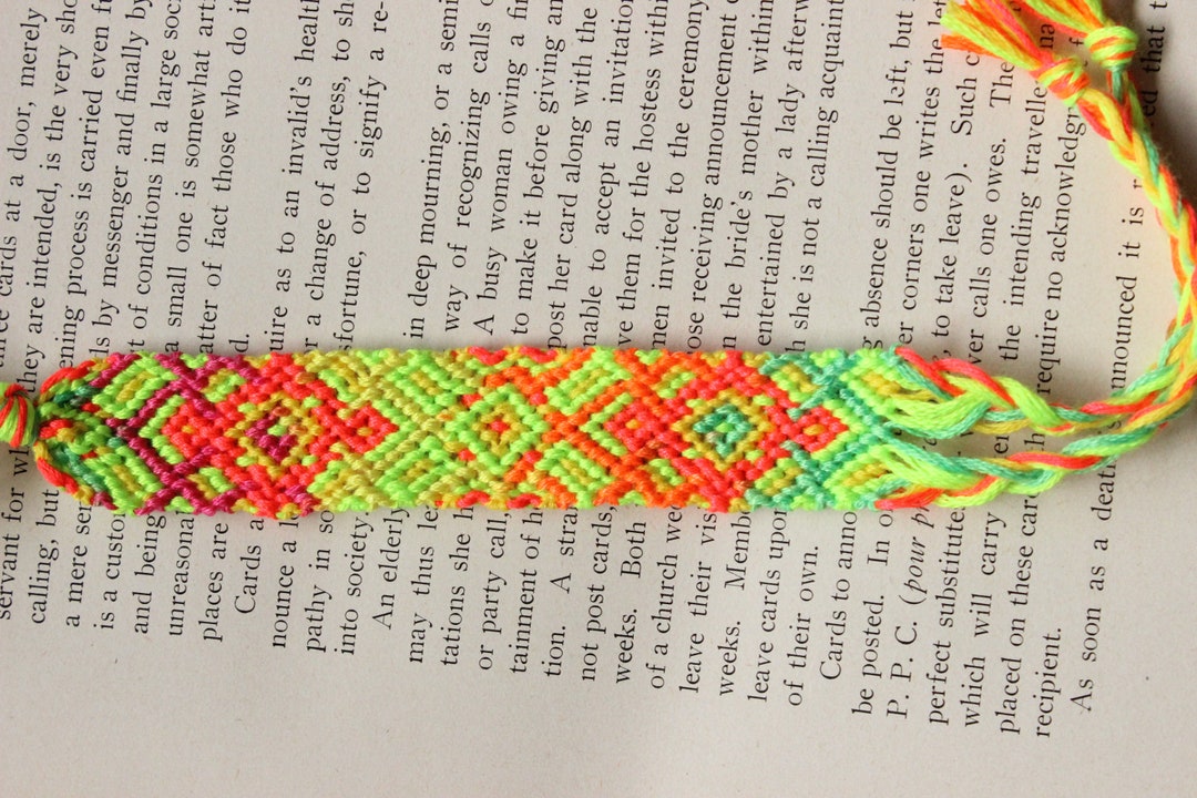 Wide Neon Friendship Bracelet, Neon Bracelet, Boho Neon Bracelet, Neon ...