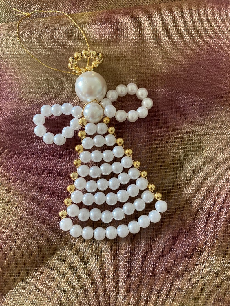 Pearl Gold Beaded Angel Vintage Ornament - Etsy