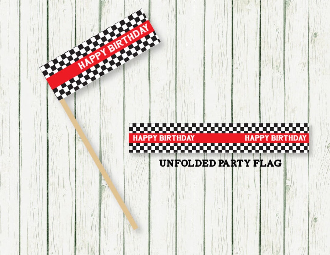 Race Car Birthday Printable Party Flags - Racing Party Printable Straw ...