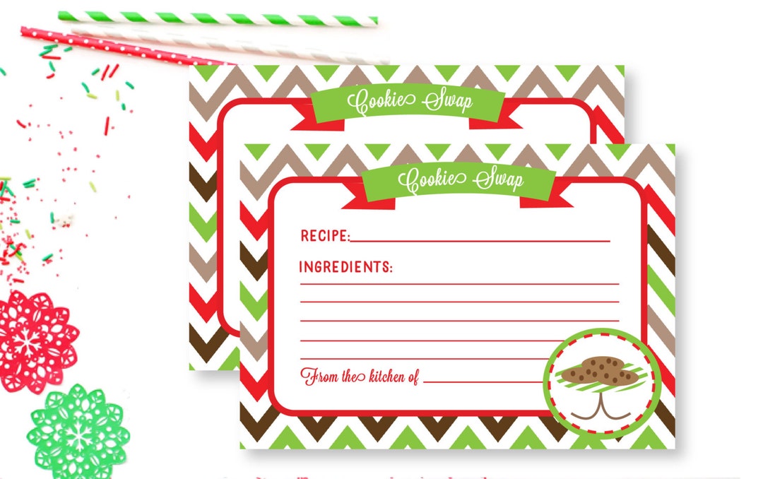Christmas Cookie Swap Printable Recipe Card - Printable Recipe Cards ...