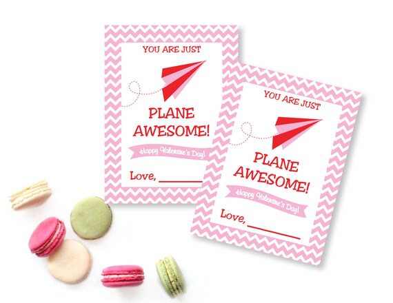 Kids Airplane Valentines Day Cards - Printable Classroom Tags - Modern ...
