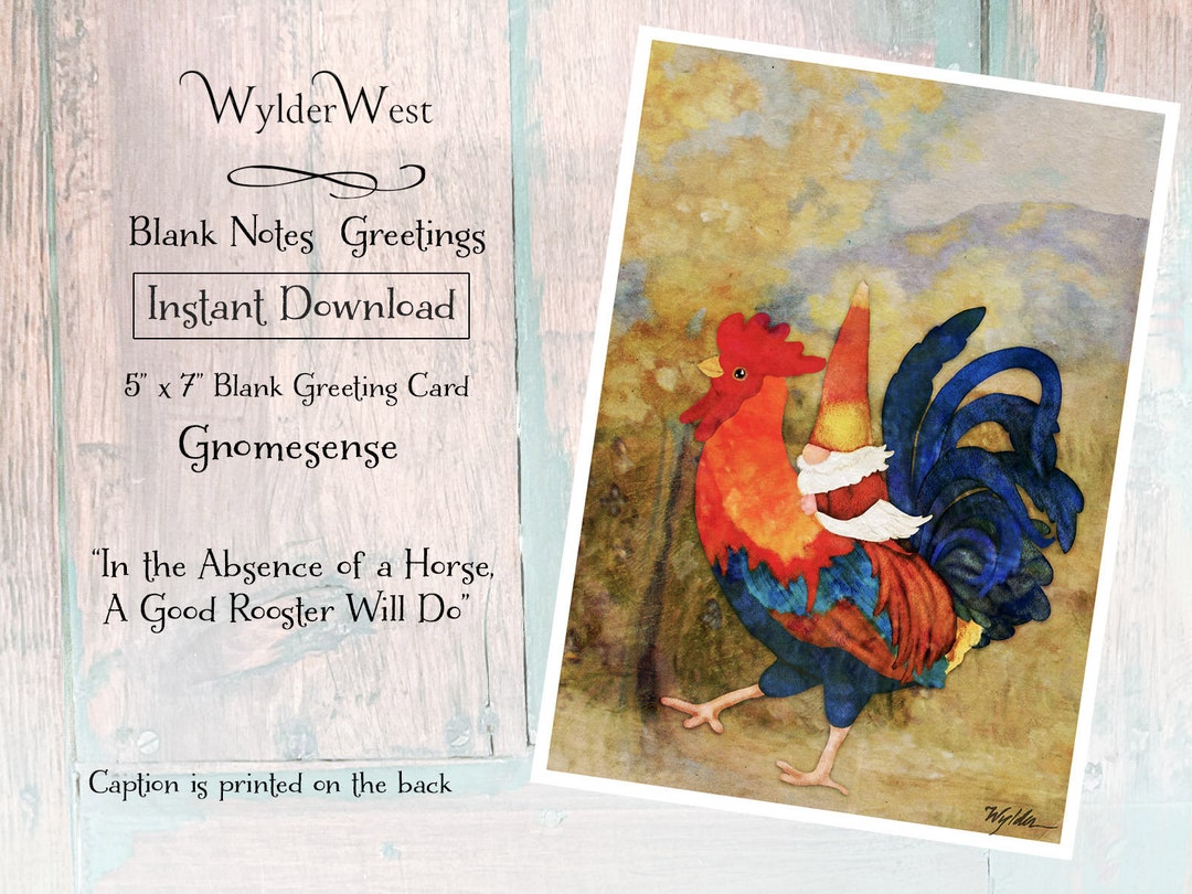 Gnome Halloween Card Halloween Gnome Rides a Rooster - Etsy