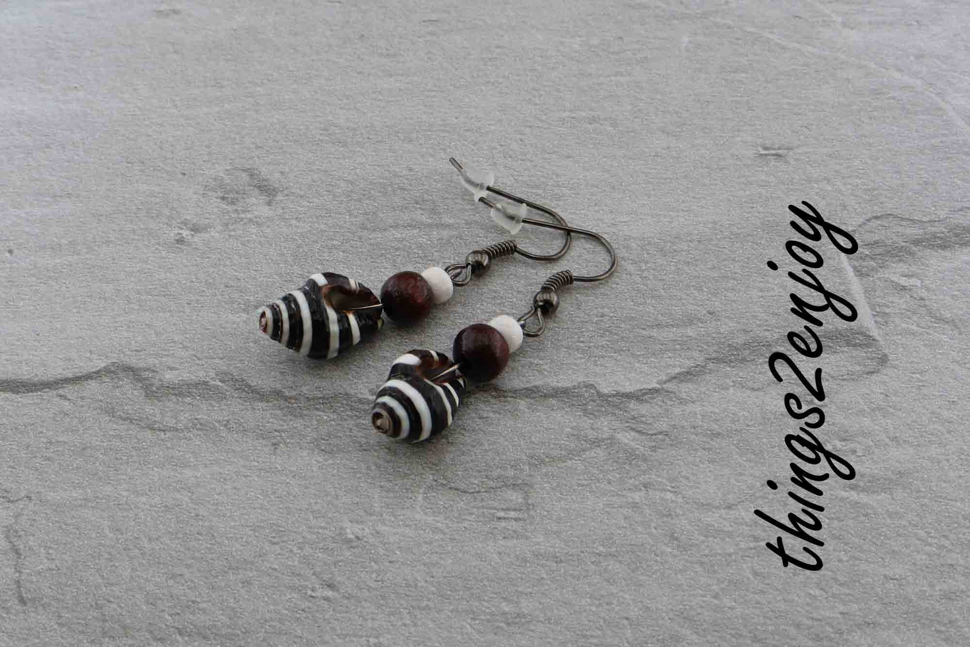 Ohrhänger Muschel striped engina - Etsy España