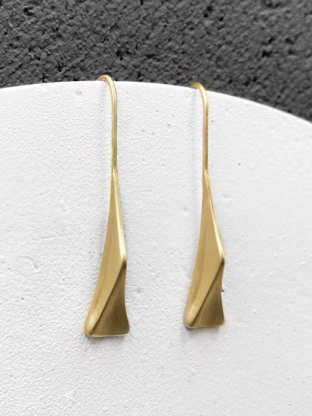 Modern Gold Plated Triangle Earrings With Matte Finish, Threader Wire ...