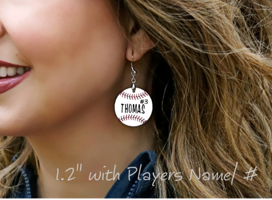 Baseball Earrings, Team Spirit., Personalized , Baseball Dangles, Sport ...